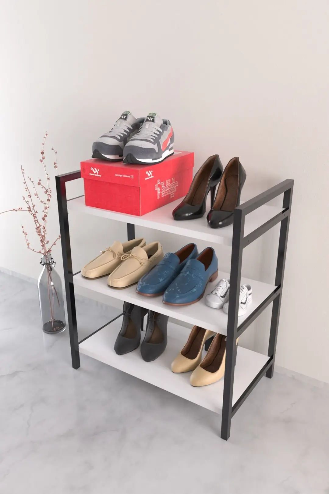 3 Raflı Ayakkabılık Antre Hol Ayakkabı Standı