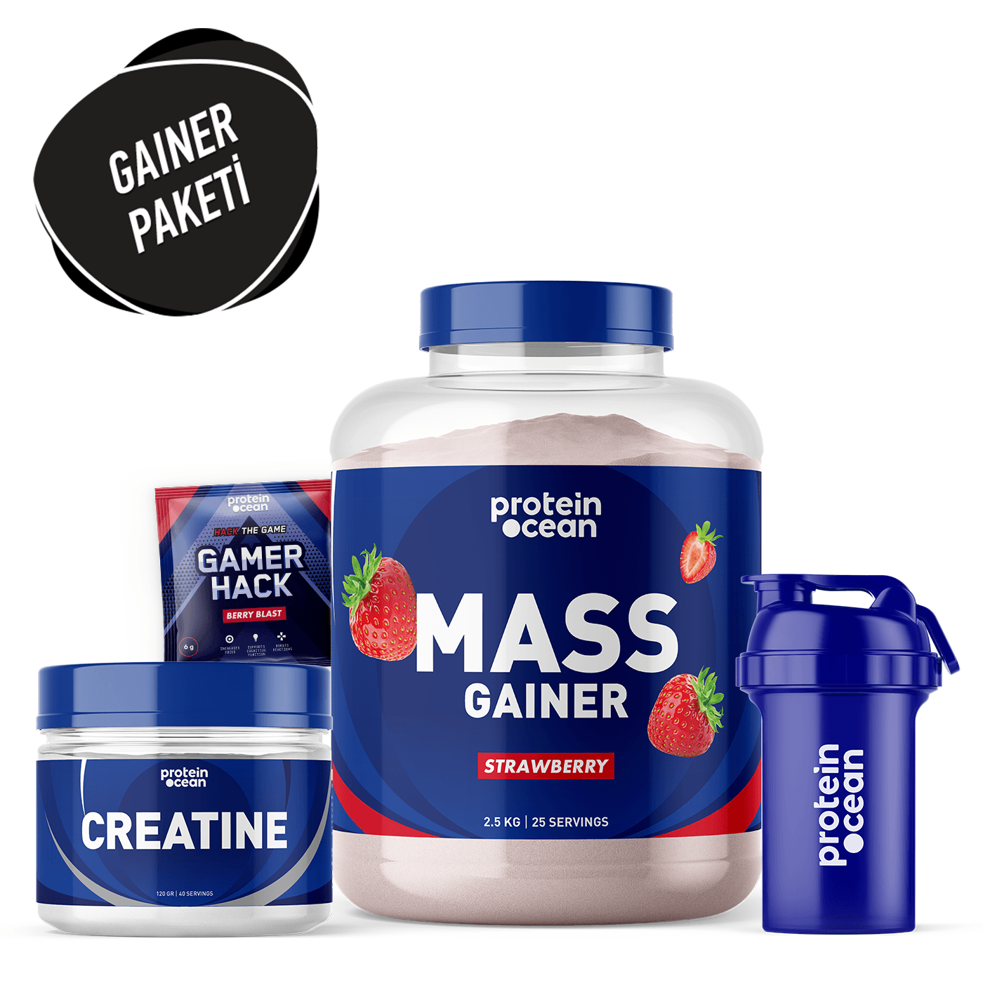 Gainer Paketi - Mass Gainer Tozu ve Creatine ile Yüksek Kalorili Paket