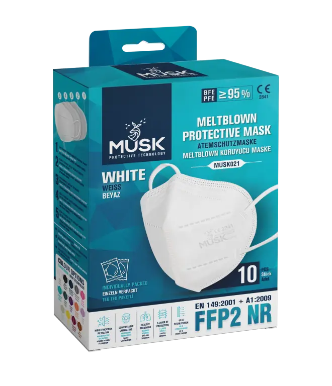 N95 FFP2 Maske 1 Kutu 10 Adet İçerir Beyaz - Pınarmed