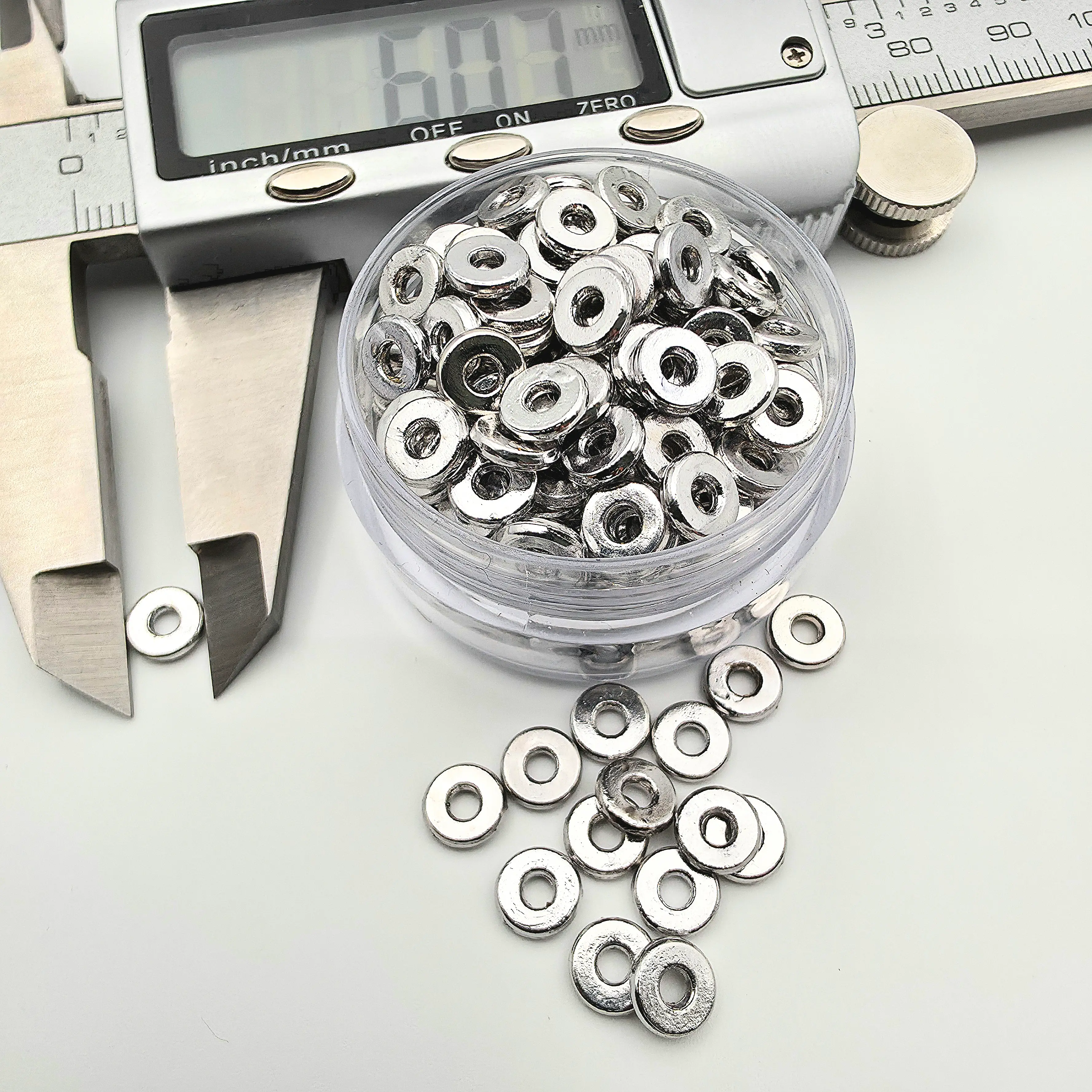 Rodyum Kaplama 6x1 mm Rondel Ara Aparat-2 | Arya Boncuk