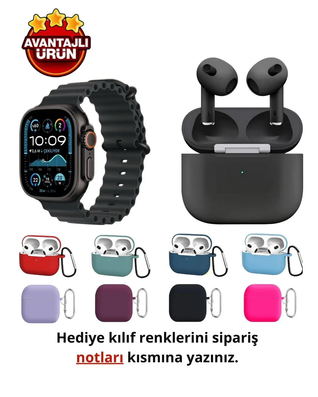 Watch ULTRA 2 MAX 49 mm & 3. Nesil Air Premium (Black Edition)