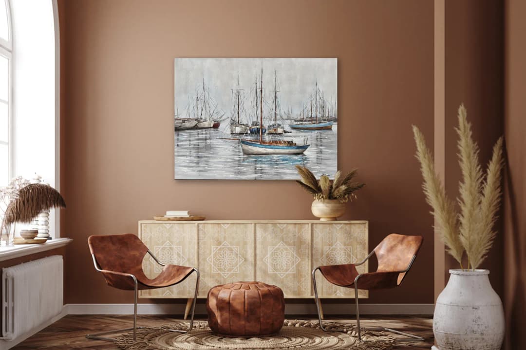 Boats – Hand-Painted Oil Artwork on Canvas | Olga Frame