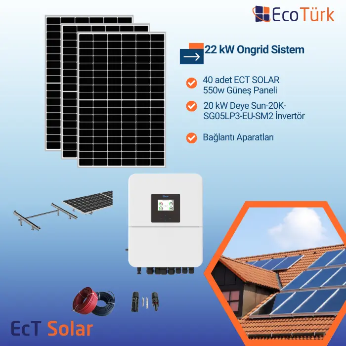 22 kW ONGRID SOLAR PAKET SİSTEM