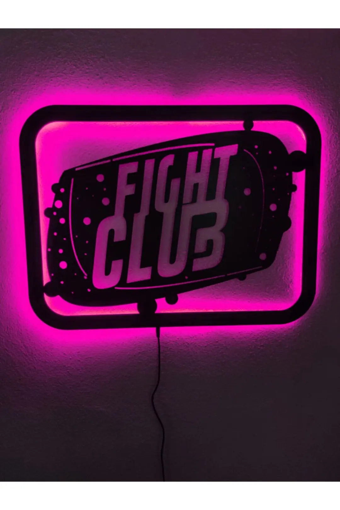 Fight Club Led Işıklı Ahşap Tablo