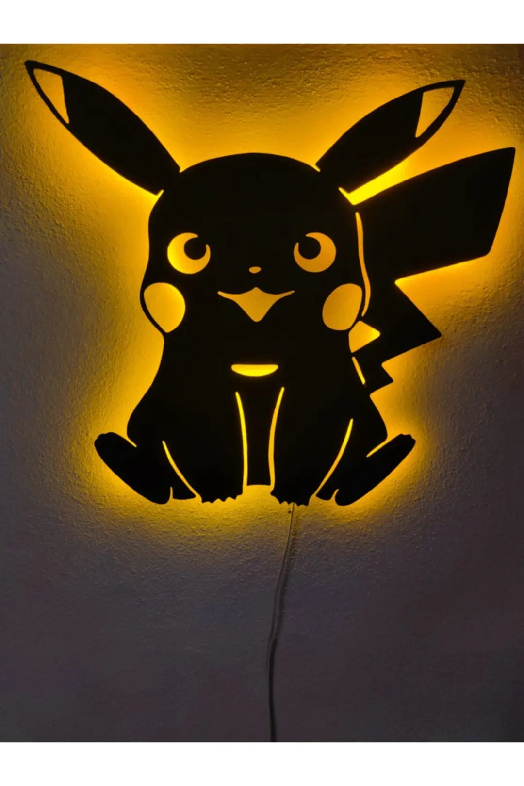 Pikachu Led Işıklı Ahşap Duvar Tablosu