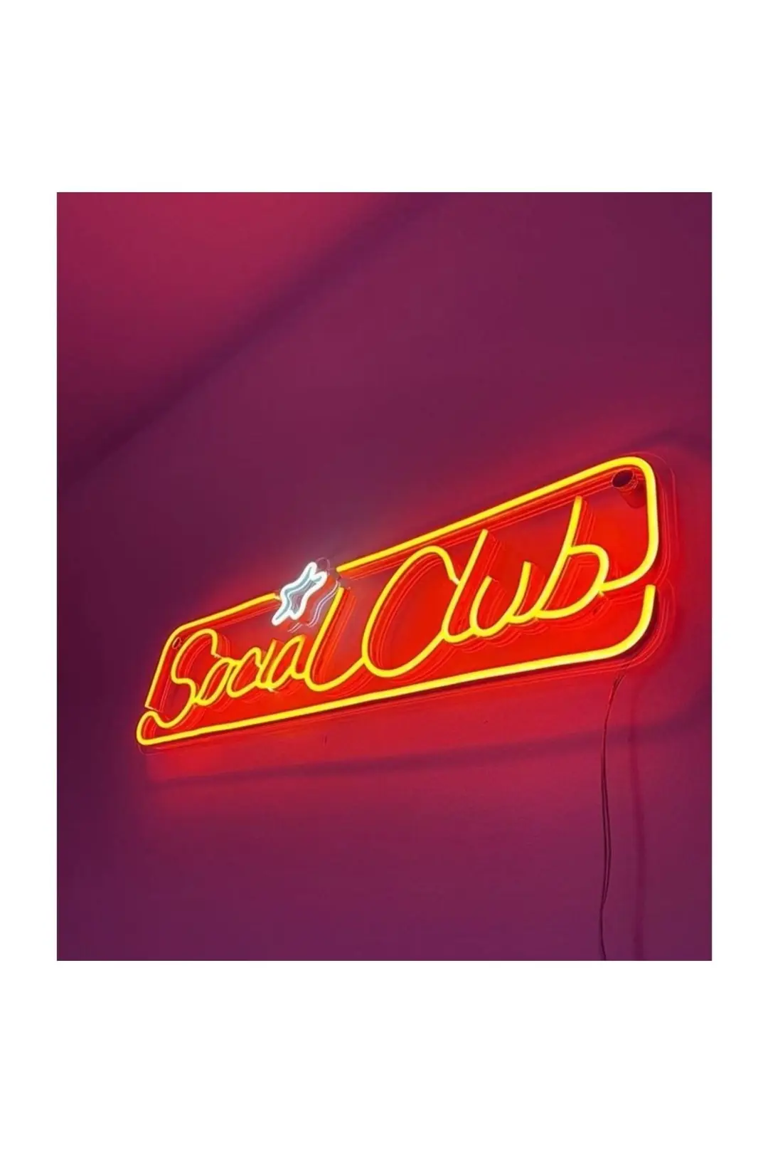 Social Club Neon Led Dekoratif Duvar Aydınlatması Neon Duvar Yazısı Si