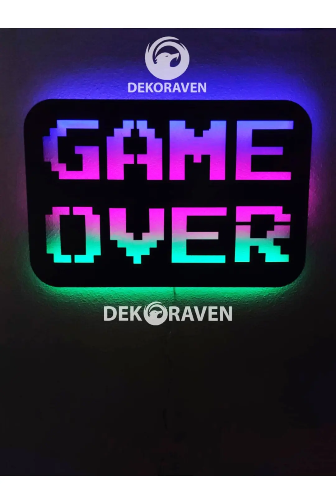 Game Over Led Işıklı Ahşap Tablo
