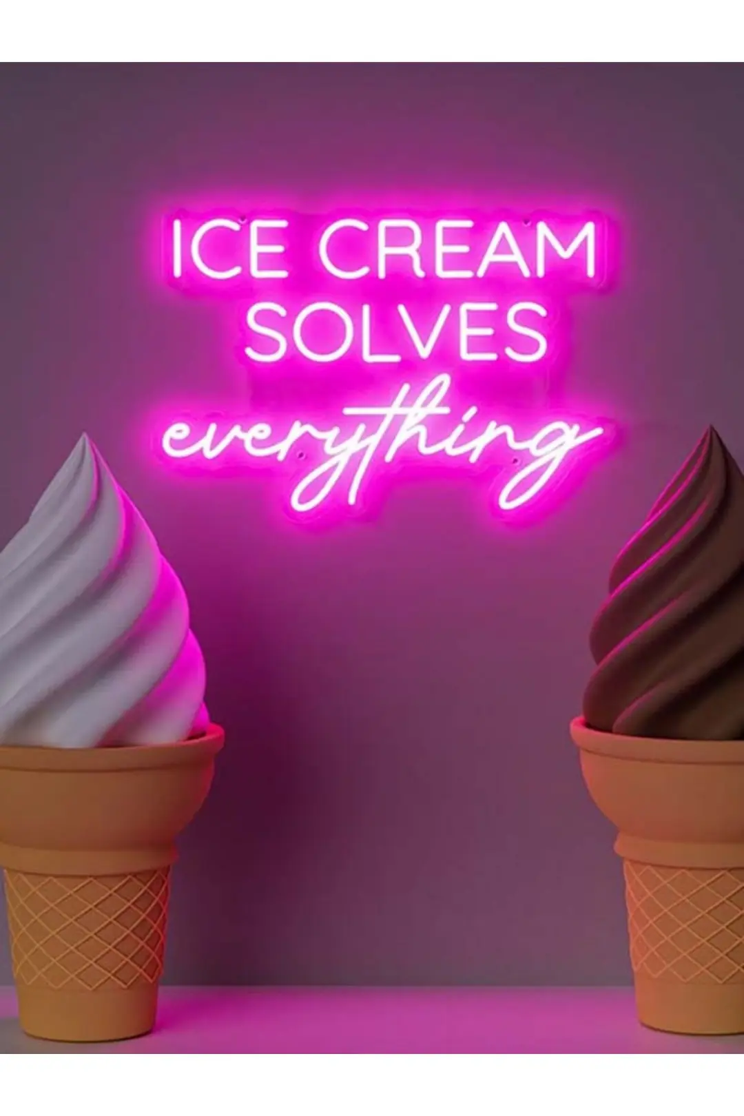 Ice Cream Solve Everything Neon Led Tabela Dekoratif Aydınlatma