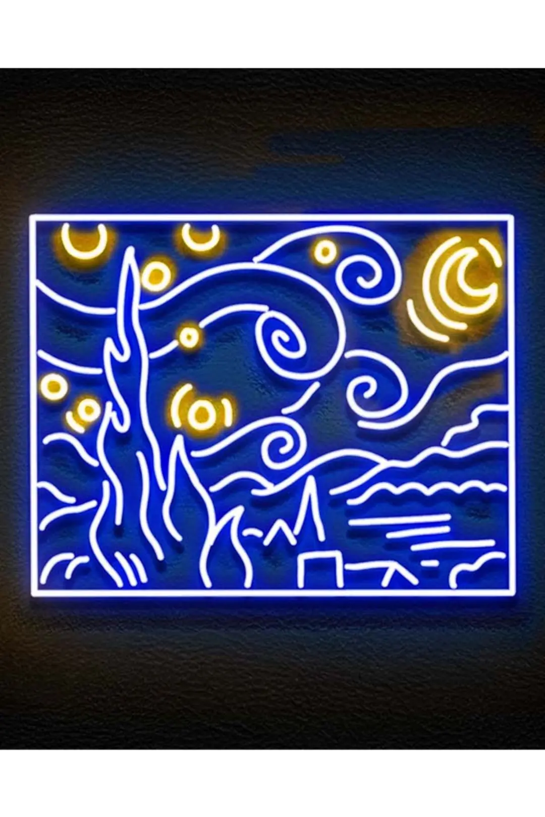Yıldızlı Gece Vincent van Gogh Neon Led Tabela Dekoratif Aydınlatma