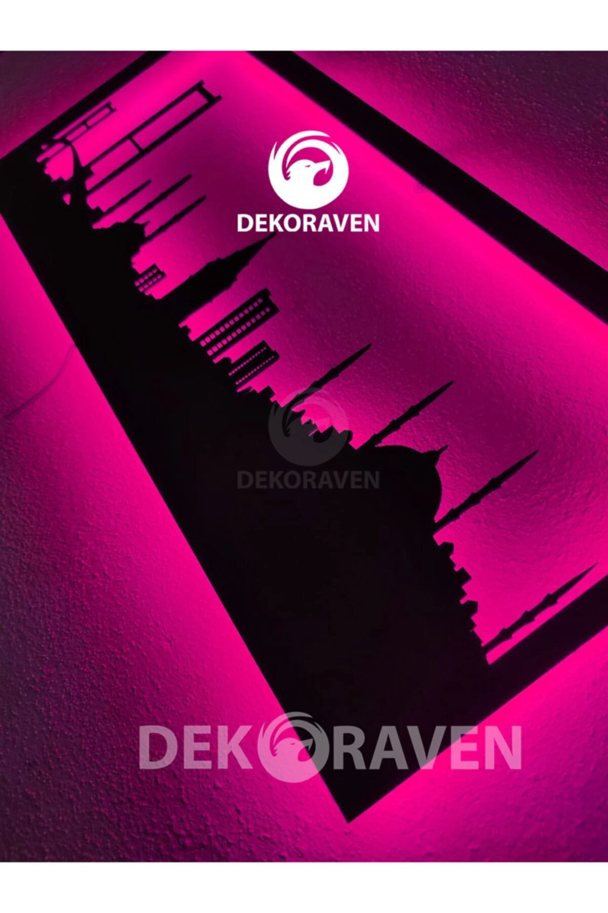 Istanbul Silüeti Led Işıklı Ahşap Tablo