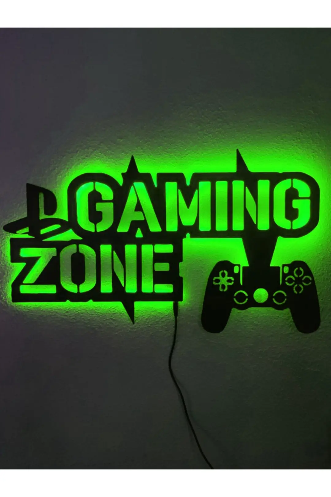 Gaming Zone Led Işıklı Oyuncu Gamer Tablo - Ahşap Duvar Dekorasyon