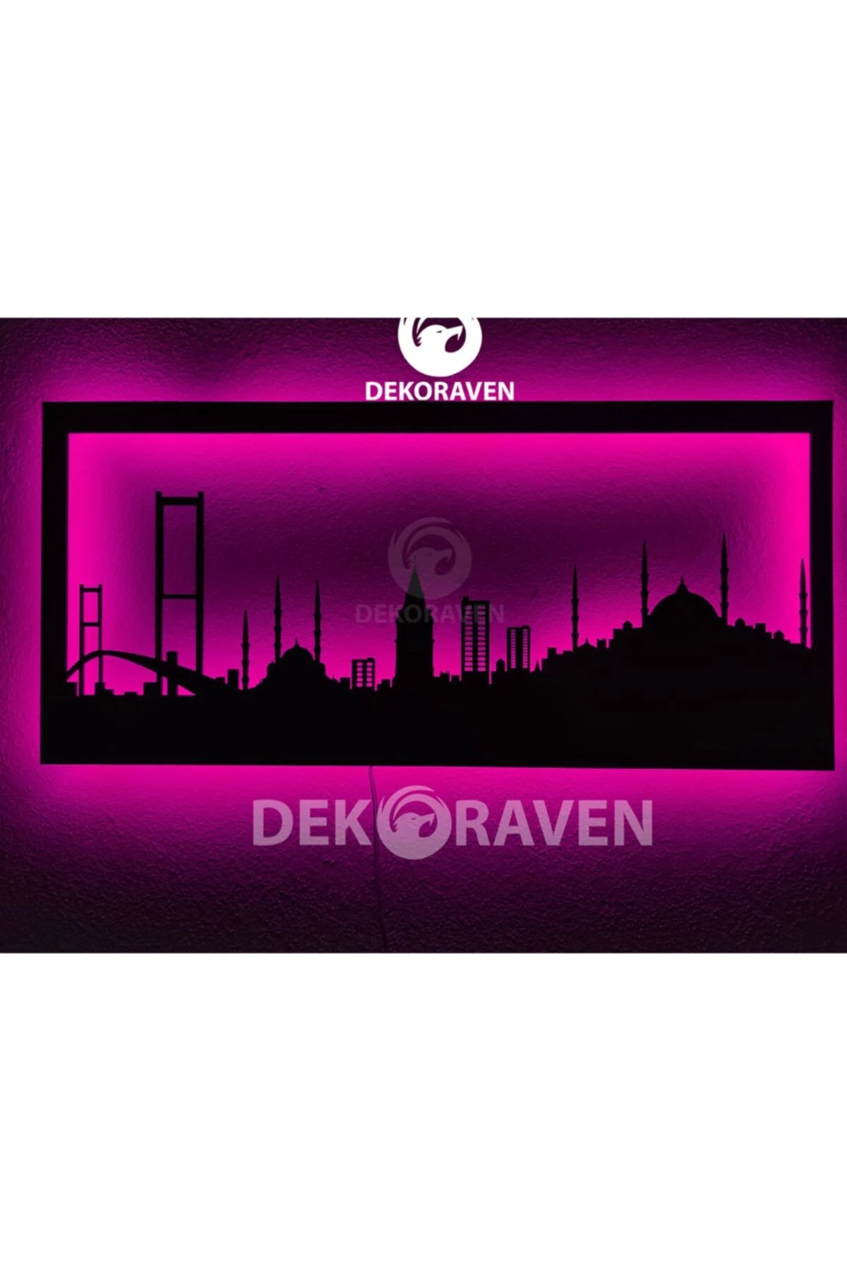 Istanbul Silüeti Led Işıklı Ahşap Tablo