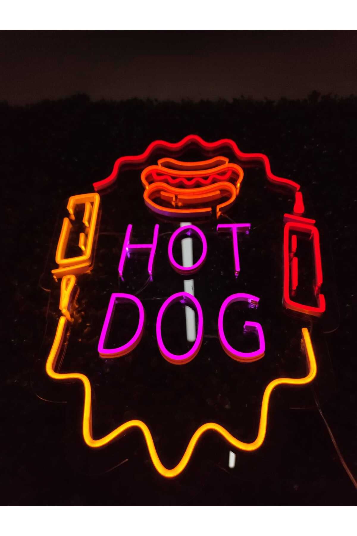 Hot Dog Sosisli Neon Led Tabela Dekoratif aydınlatma(80x50cm)