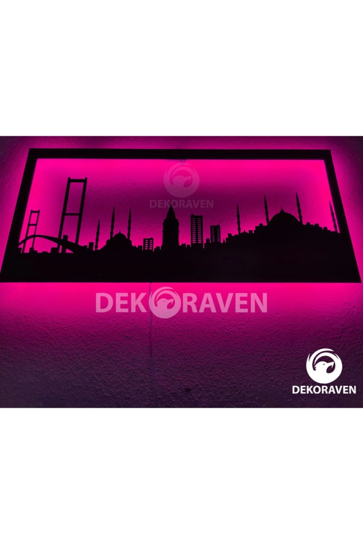 Istanbul Silüeti Led Işıklı Ahşap Tablo