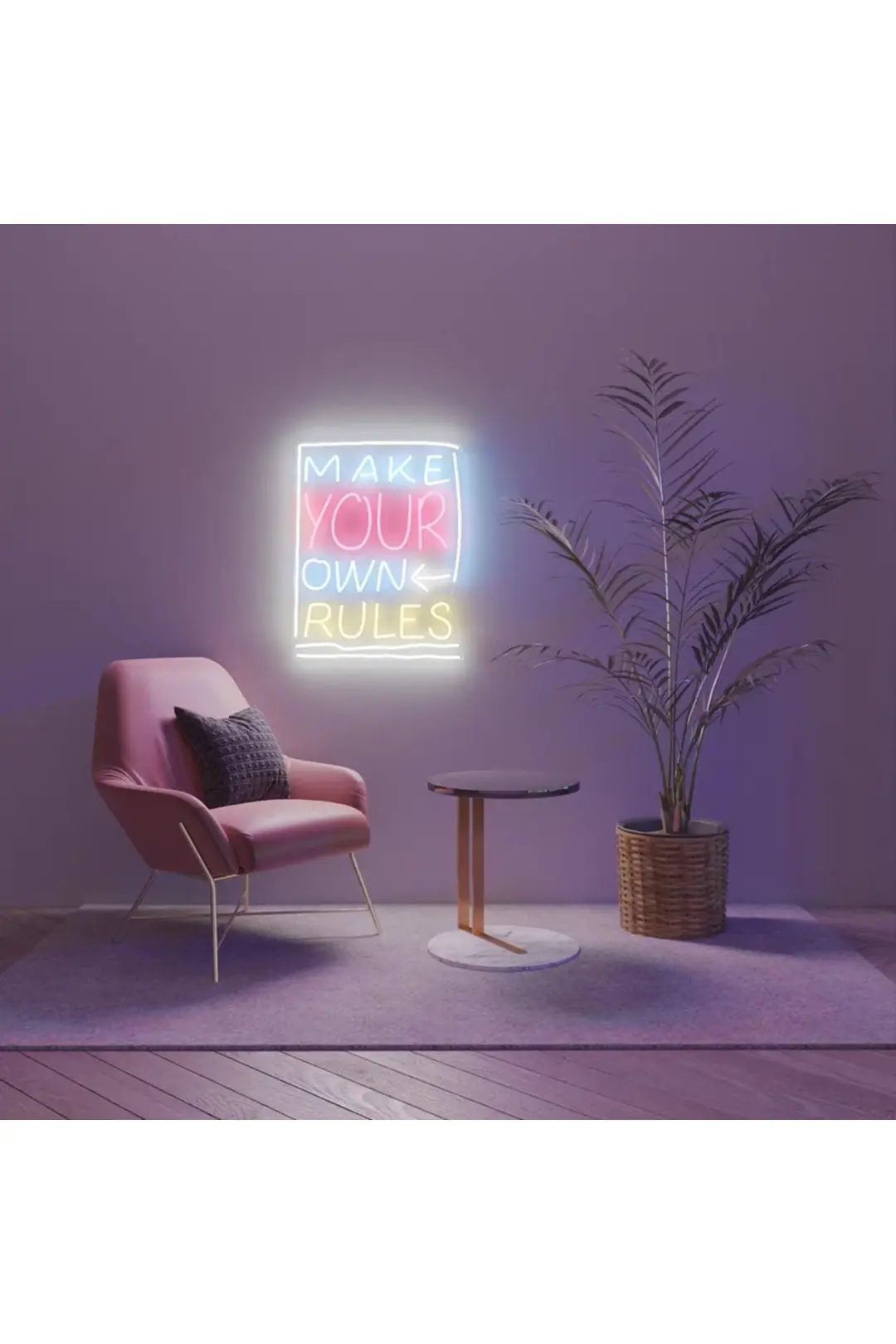 Make Your Own Rules Neon Tabela Neon Yazı Dekoratif Aydınlatma Ve Gece