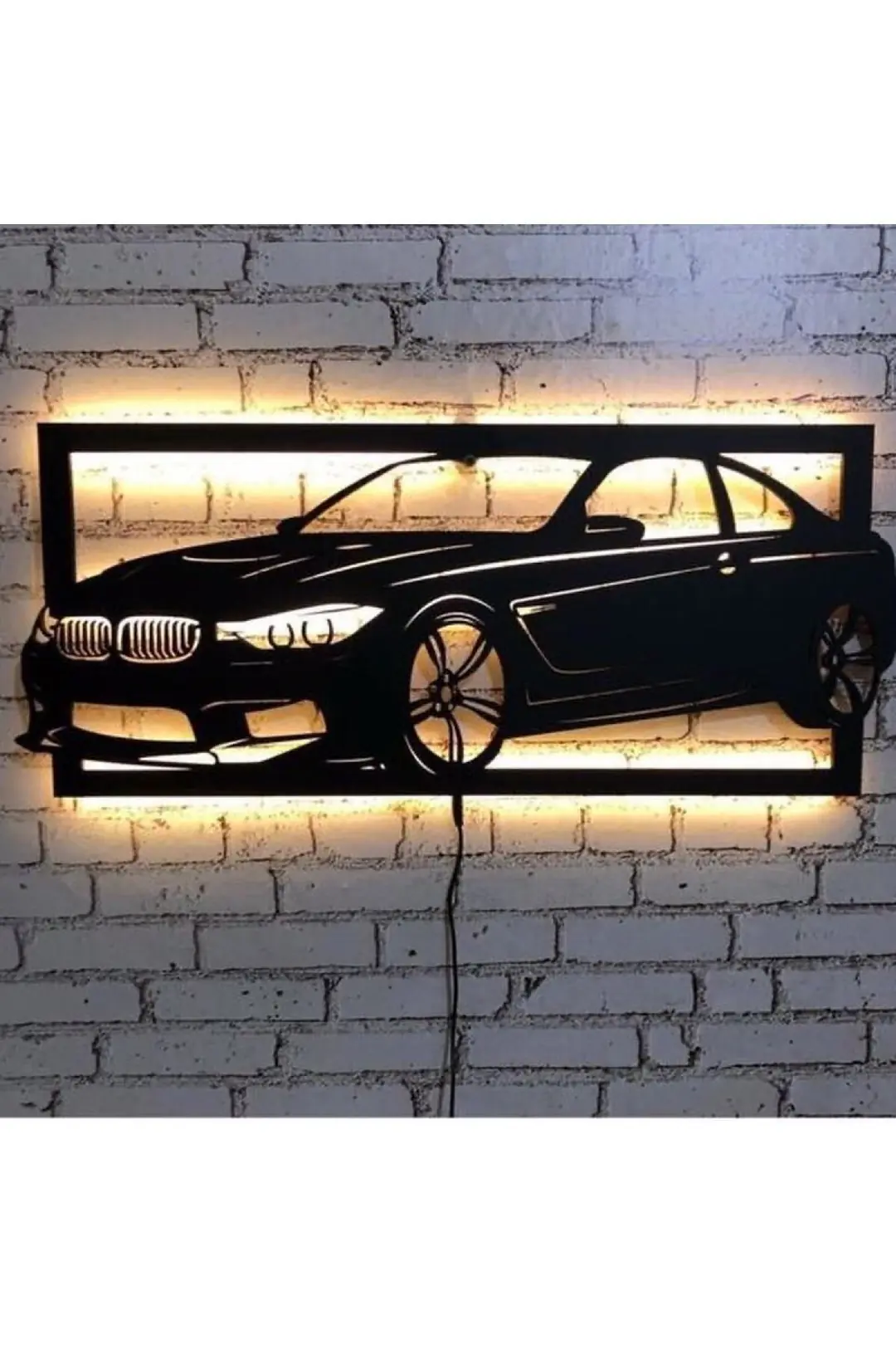 Bmw Ledli Duvar Süsü Mdf Tablo Duvar Aksesuarı Ahşap Tablo