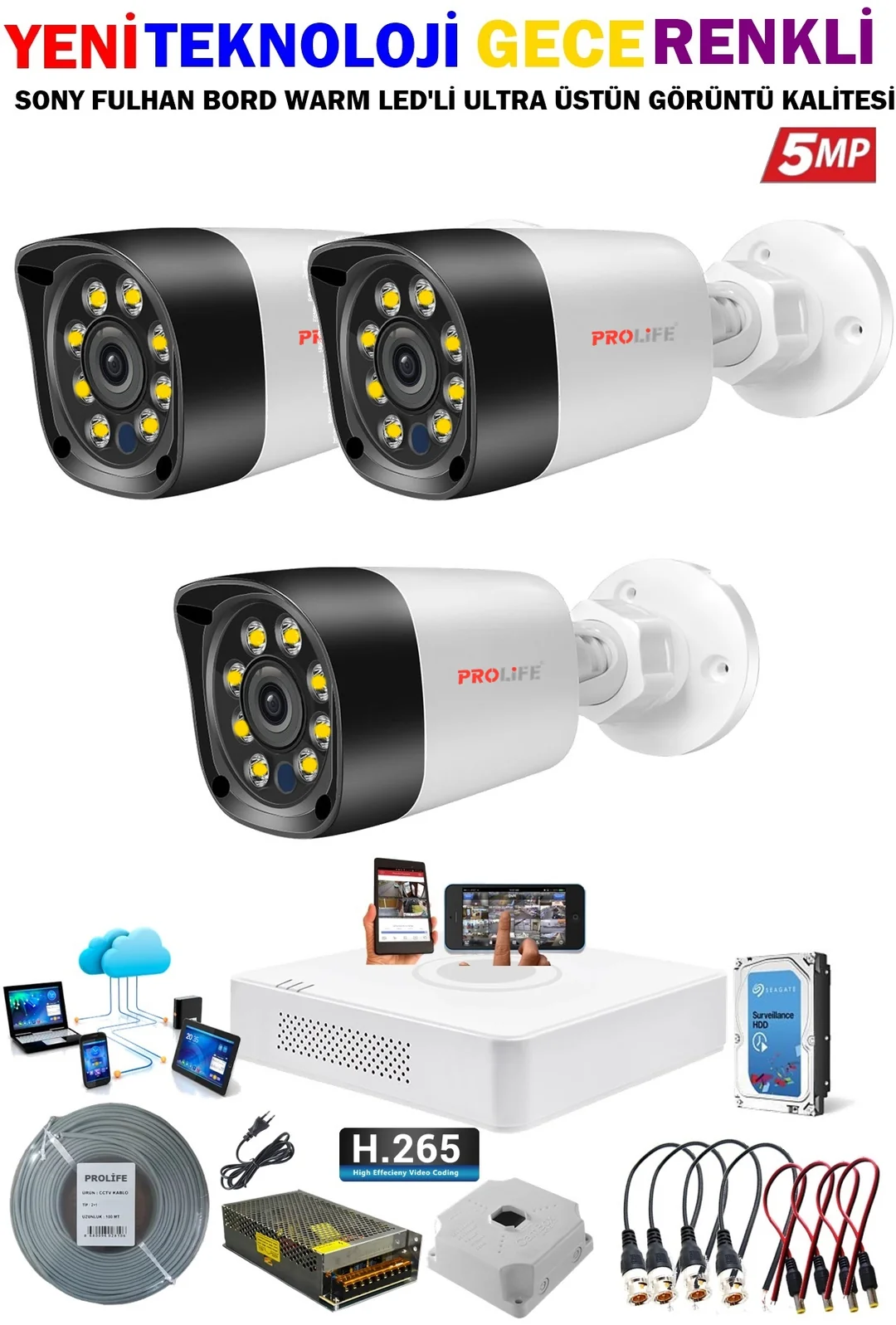 3lü Kamera Sistemi Fiyatları Gece Renkli Warm Ledli Kameralar