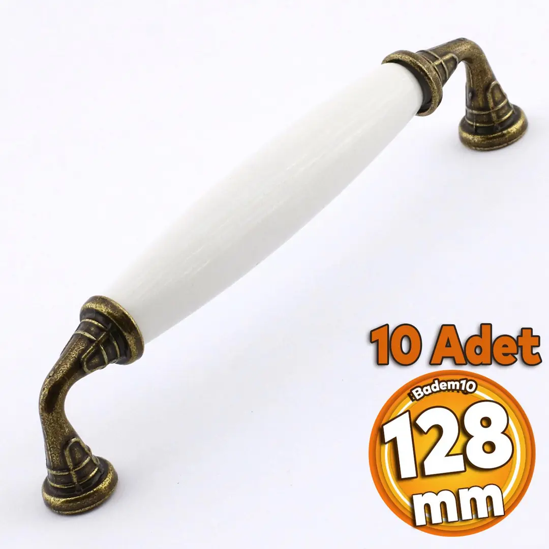 10 Adet Sude Polimer Eskitme Antik Sarı 128 mm Mobilya Mutfak Çekmece ...