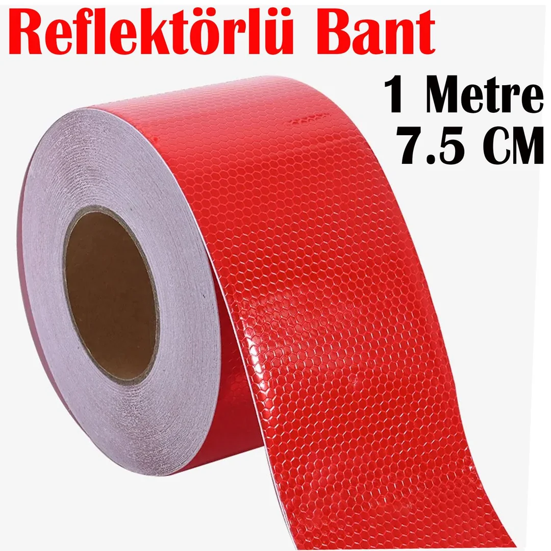 Reflektörlü Bant Kırmızı Reflektif Fosforlu Şerit Bant 7.5 cm 1 Metre
