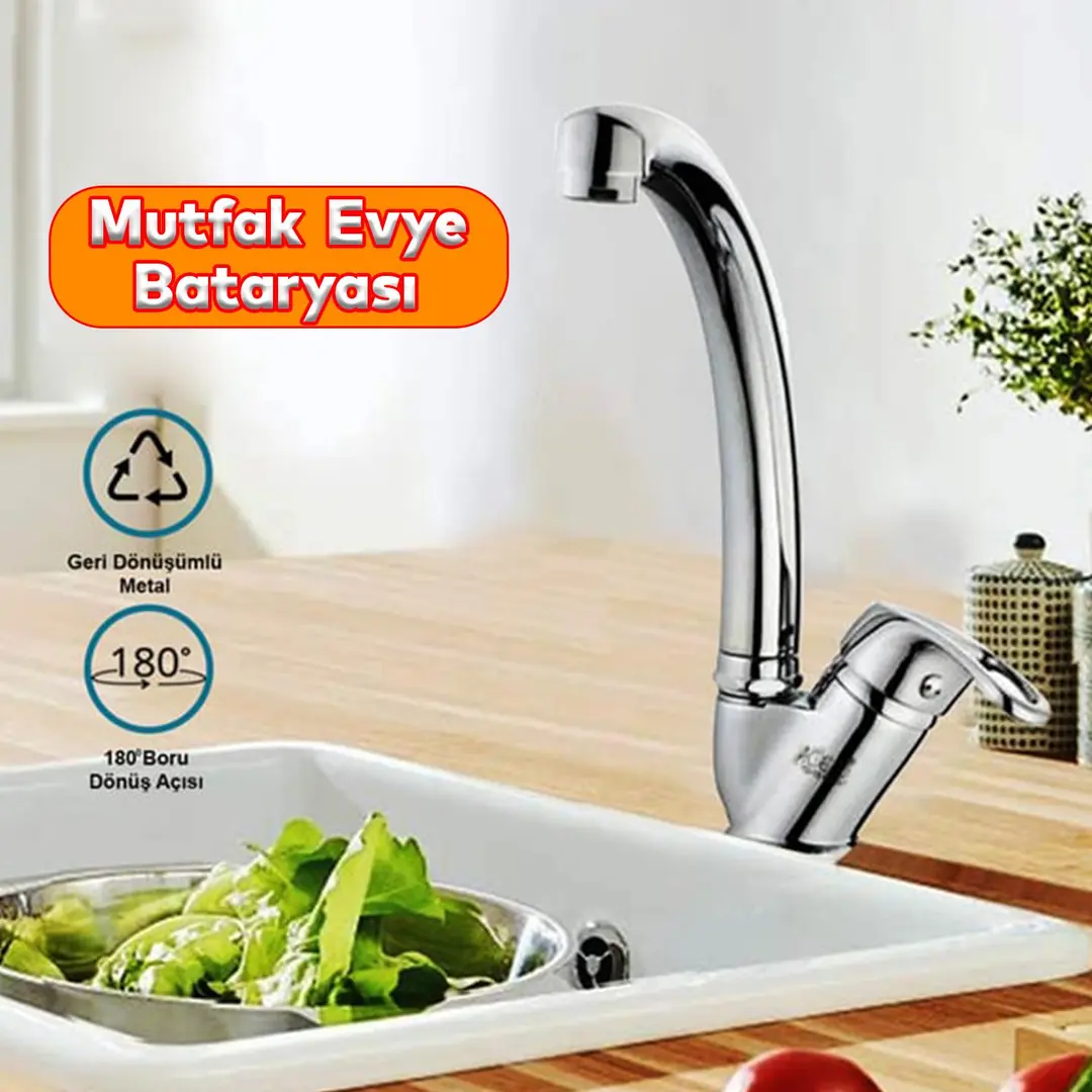 Bulaşık Yıkama Musluğu Kuğu Mutfak Evye Bataryası Sıcak Soğuk Çift Su ...