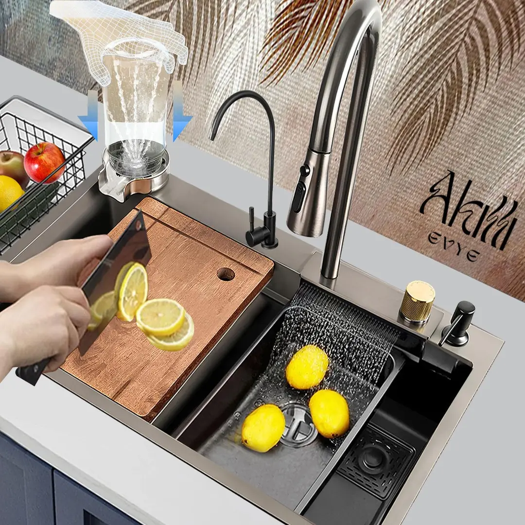 Akıllı Evye Seti Mutfak Lavabo Musluk Teknolojik Şelale Yeni Nesil Evy