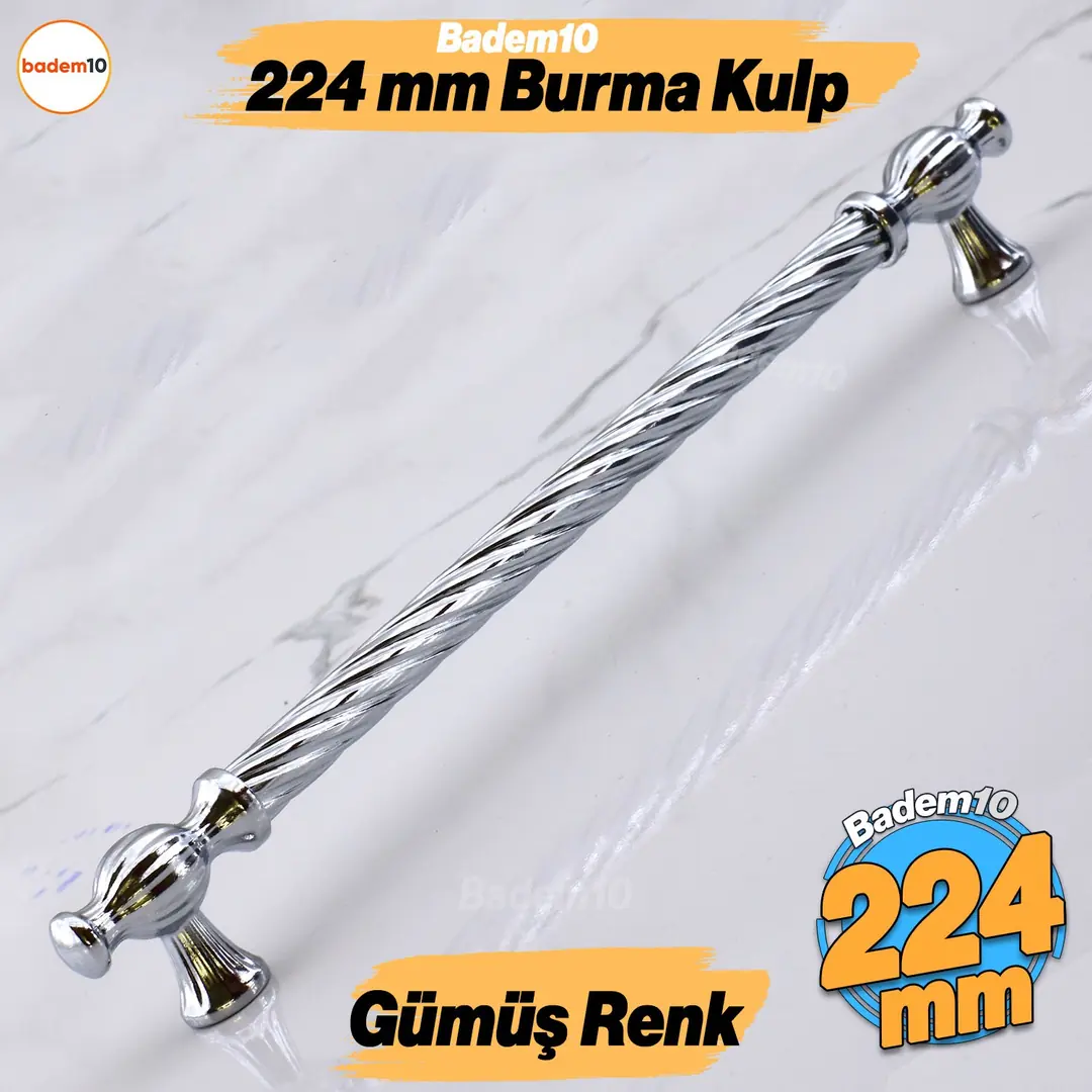 Burma Metal Gümüş Kulp 224 mm Mobilya Çekmece Mutfak Dolabı Dolap Kapak ...