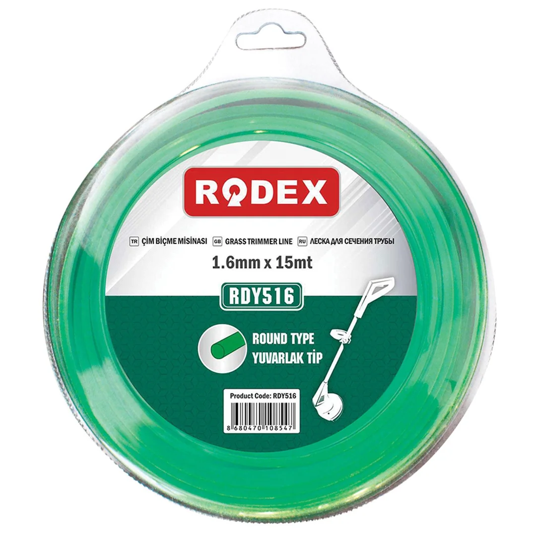 Rodex RDY516 Misina Motorlu Tırpan Yuvarlak Misina 1.6 mm 15 Metre Yeşil- Badem10