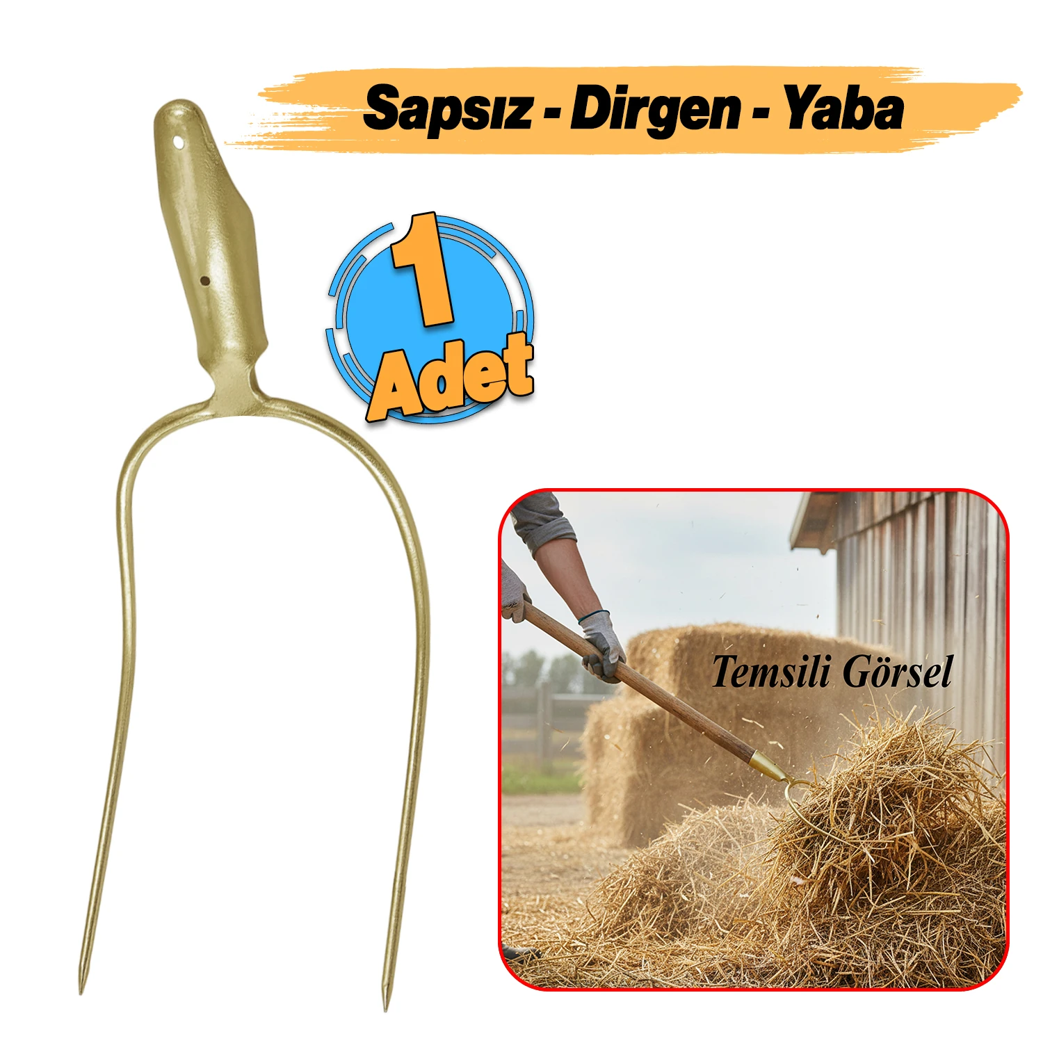 Sapsız Metal 2 Dişli Yaba Ot Saman Balya Taşıma Karıştırma Dirgen ...
