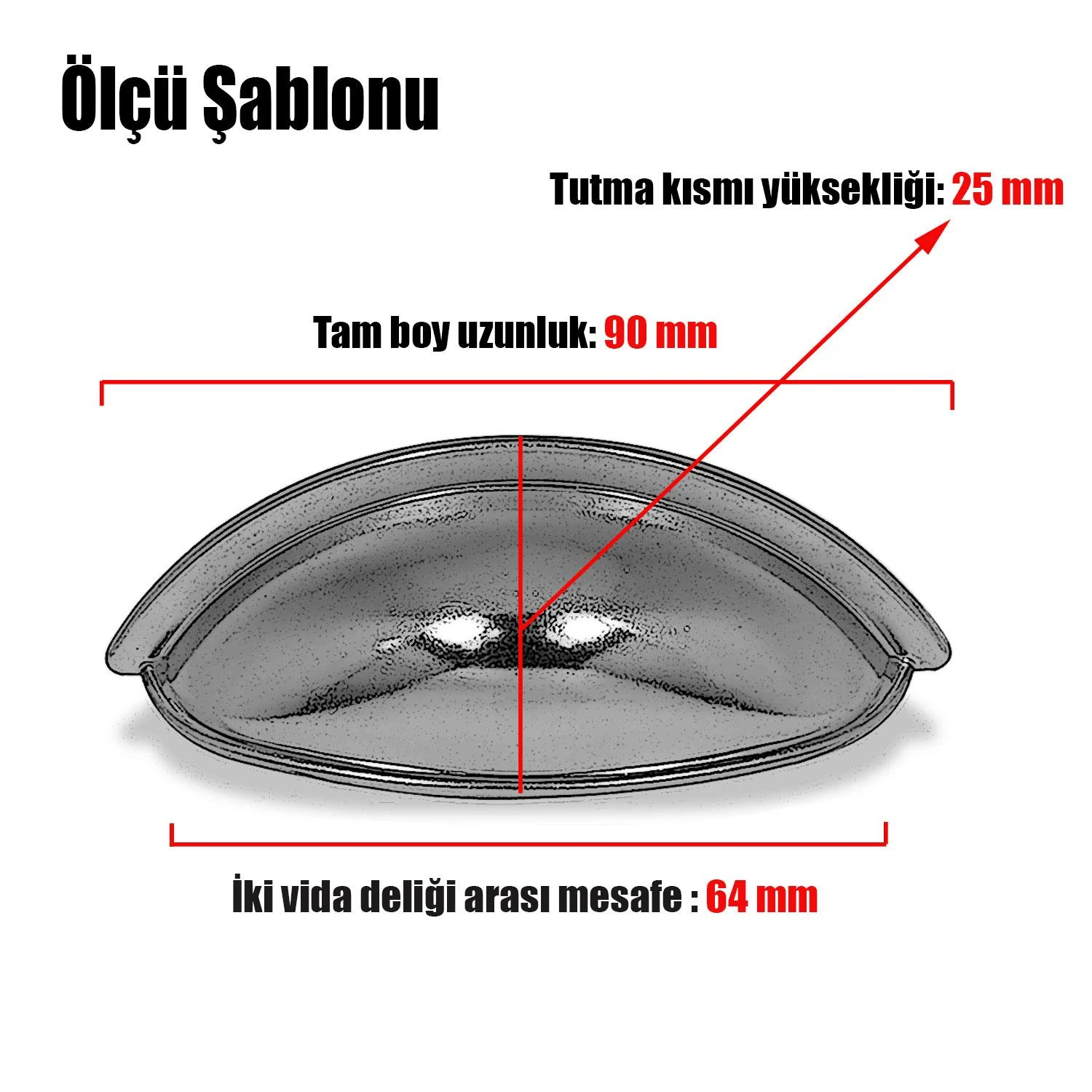 Midye Çekmece Dolap Dolabı Kapak Kulpu Kulbu 64 Mm Krom Rustik Metal ...