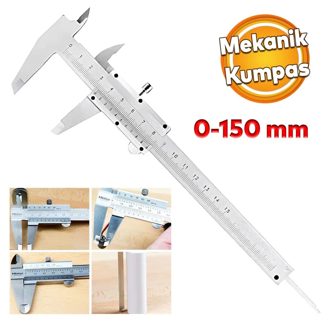 Mekanik Manuel Metal Kumpas Metal Çene 150 mm Kutulu Hassas İç Dış Der