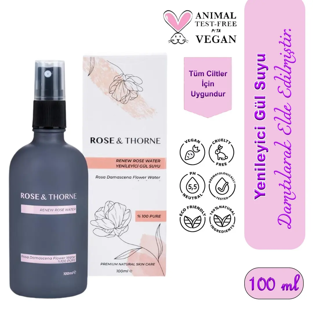 Rose Thorne 100 Ml Yenileyici Doğal Damıtılmış Gül Suyu Cilt Yüz ...