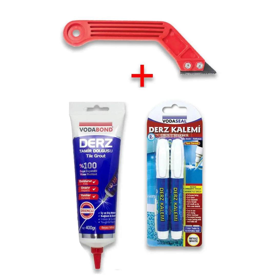 Vodabond Derz Yenileme 400 Gr Derz Dolgu+Derz Kazıyıcı+2'li Derz Kalemi ...