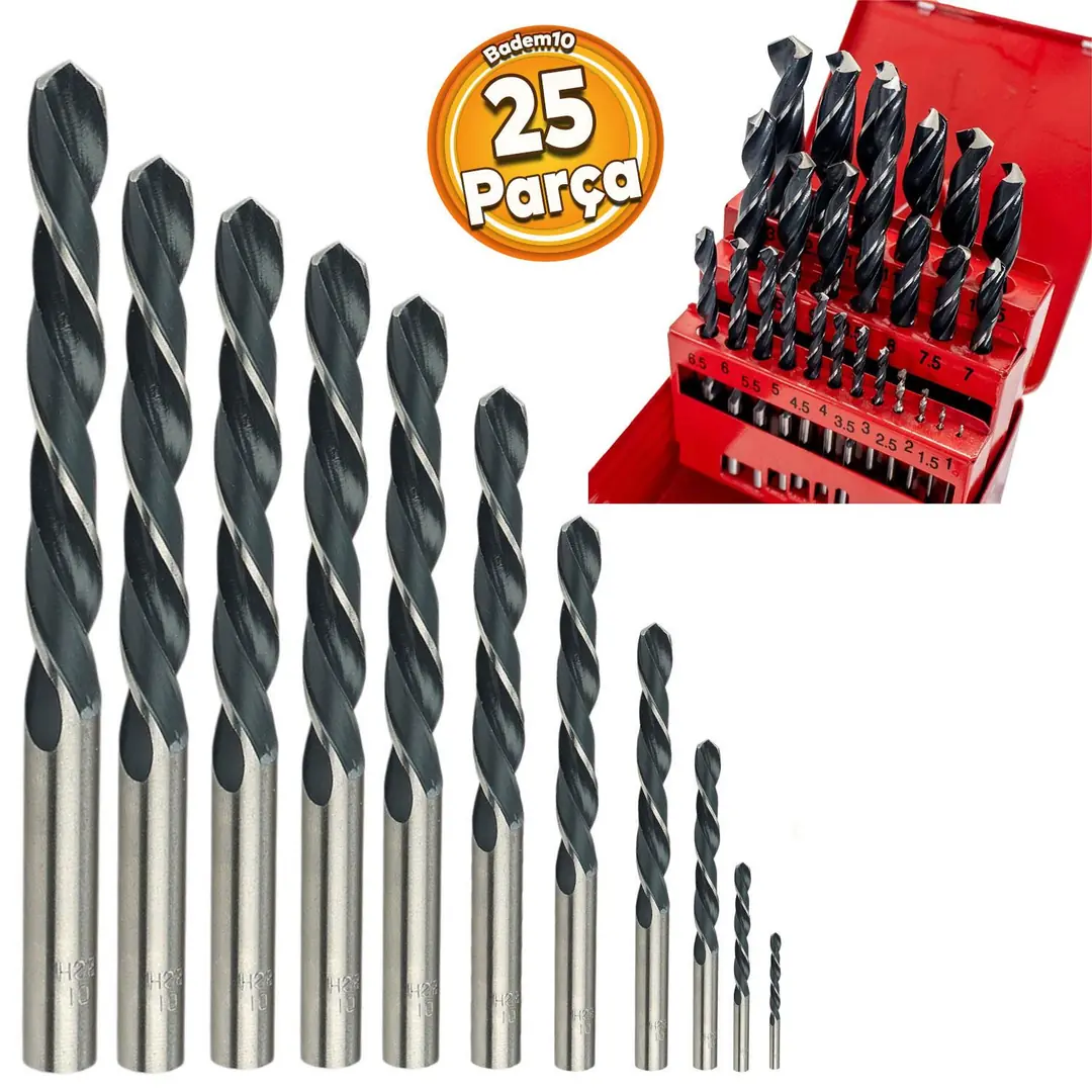 Matkap Ucu Set 25'li Paket Metal Alüminyum Ahşap Plastik Çelik Delme Uç ...