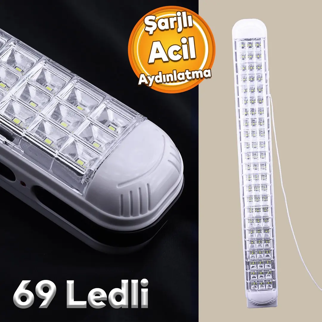 Şarj Edilebilir Acil Durum Lambası Bigpro 69 Ledli Şarjlı Işıldak Aydınlatma Kamp Feneri Beyaz ...