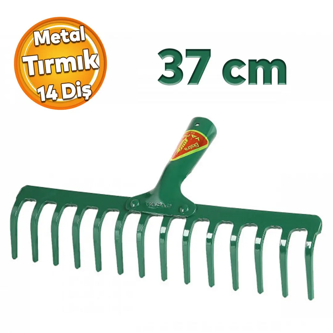 Metal Yapar Bahçe Tarla Tırmığı 14 Diş Çim Peyzaj Yaprak Ot Saman Temi