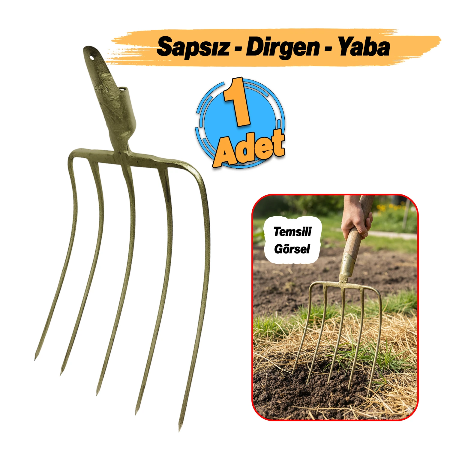 Sapsız Metal 5 Dişli Yaba Ot Saman Balya Taşıma Karıştırma Dirgen ...