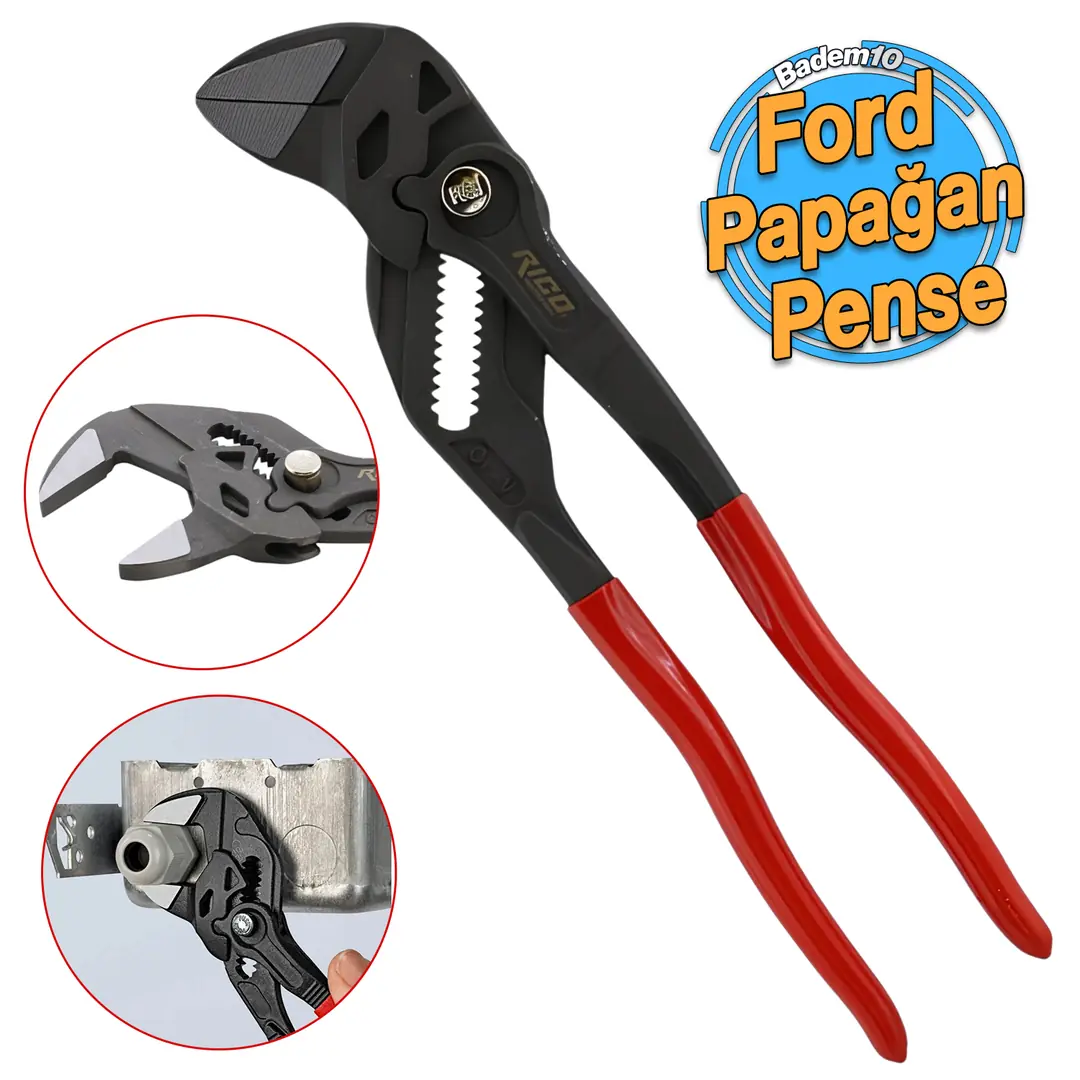 Rico Fort Ayarlı Düğmeli Papağan Pense 25 cm 250 mm 10 İnç Çok Amaçlı ...