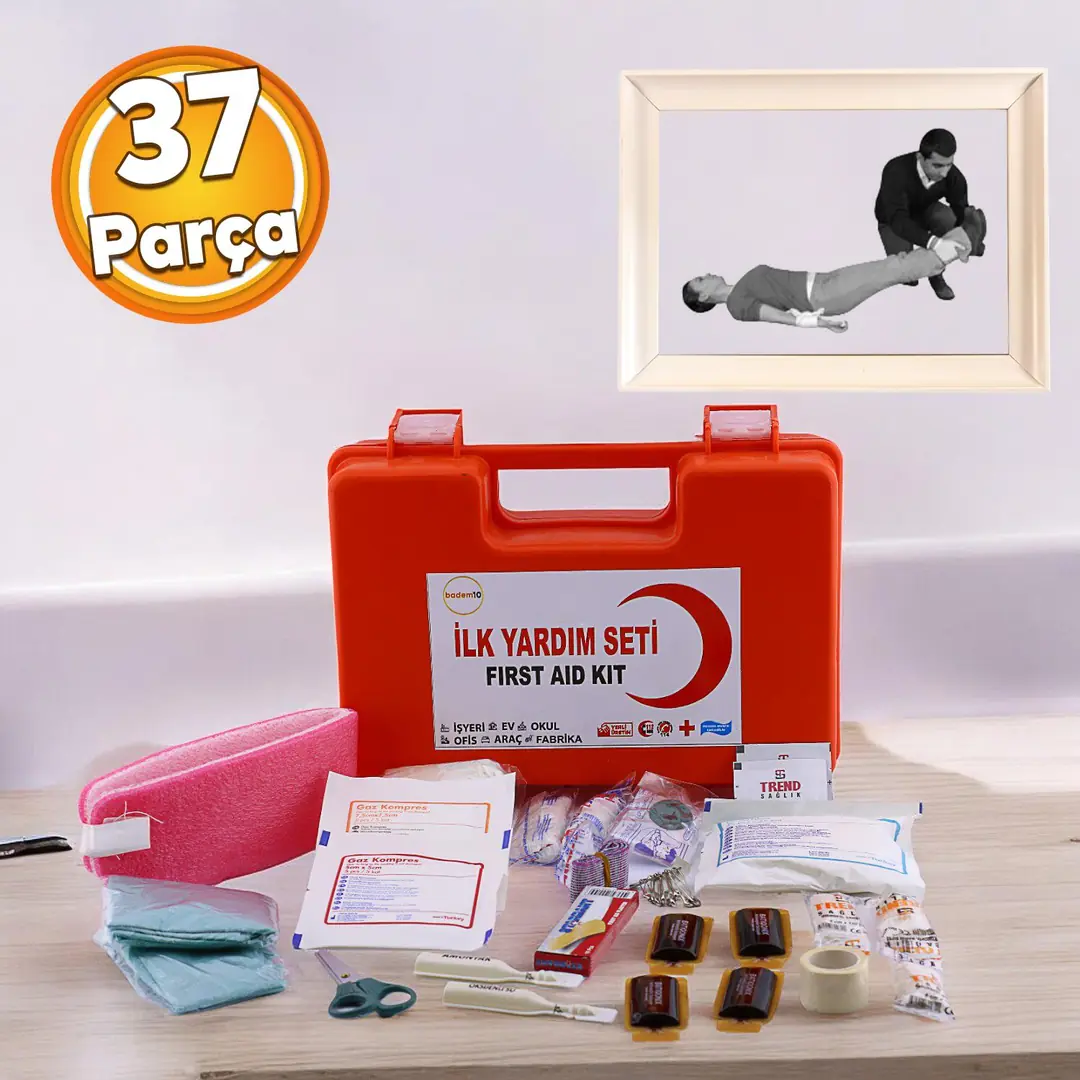 İlk Yardım Çantası Hayati Acil Müdahele Seti Oto Ecza Dolabı Kiti 37 P