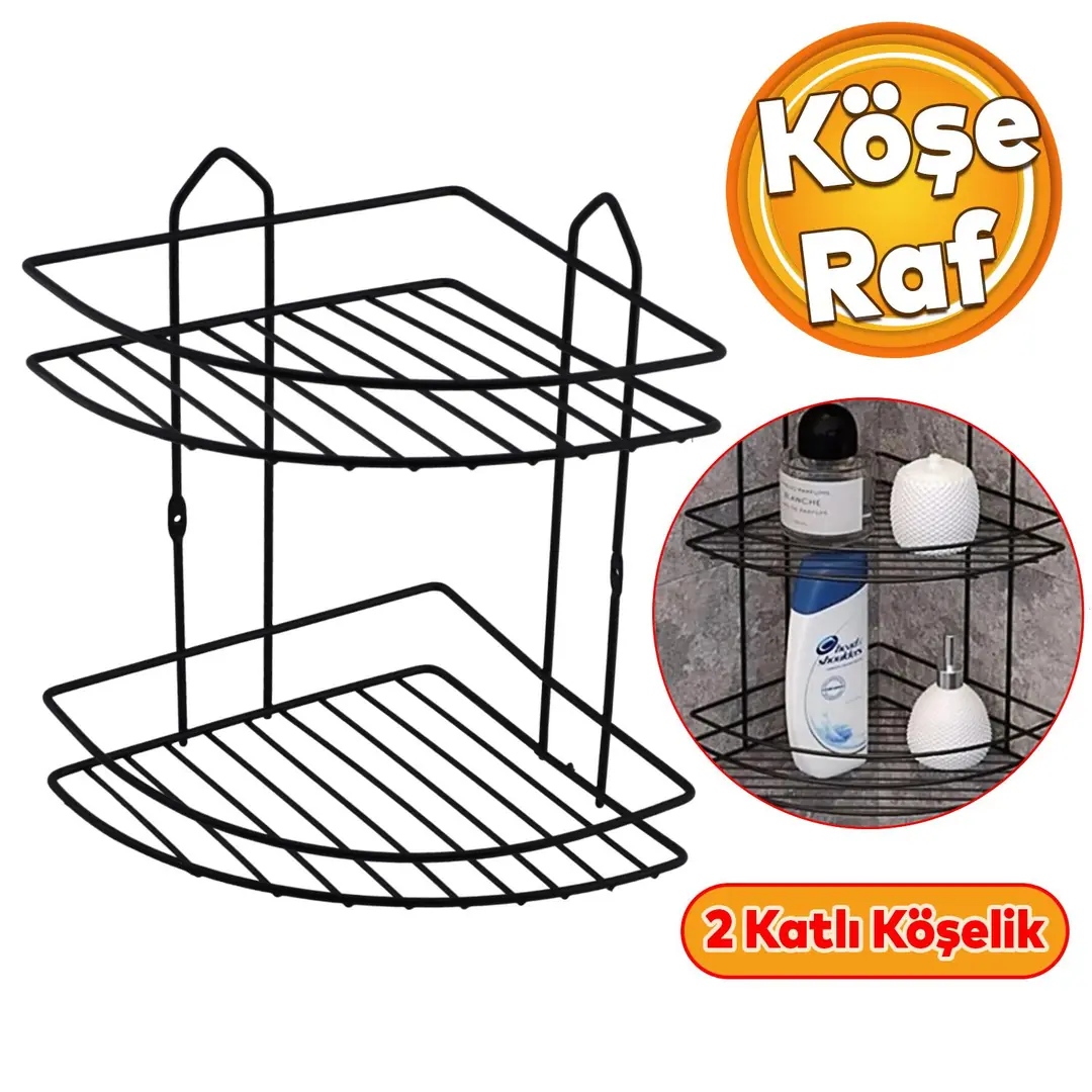 Small Banyo Oval Köşelik Siyah 2 Katlı Şampuan Kese Sabun Duş Malzeme ...