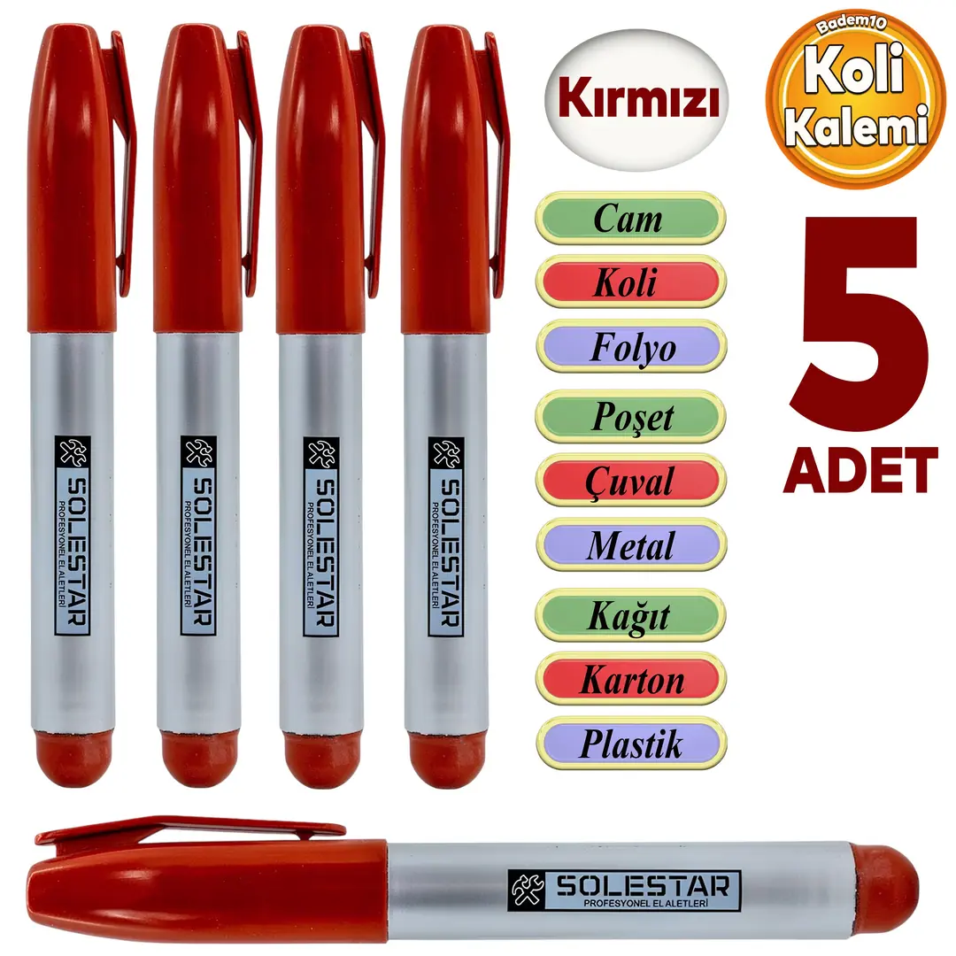 Kalıcı Çıkmaz Koli Kalemi Suya Dayanıklı İşaretleme Markalama Kırmızı ...