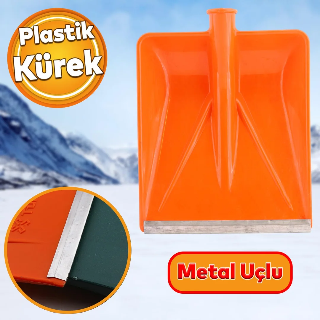 Kar Küreme Küreği Plastik Faryap Ahır Gübre Hayvan Pisliği Temizleme Turuncu 32.5x38 cm Kürek ...