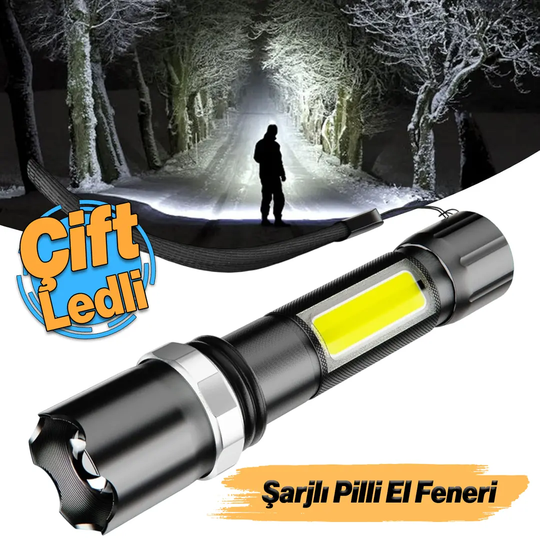 Şarjlı Pilli El Feneri P50 Led Kamp Lambası Gece 280000 Lümen Uzun ...