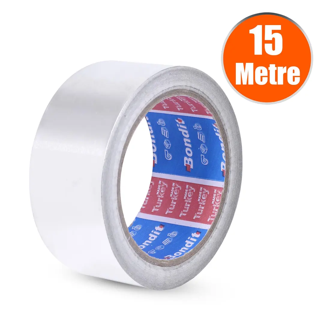Alüminyum Folyo Bant 45 mm x 15 Metre Yanmaz Soba Borusu Bandı- Badem10