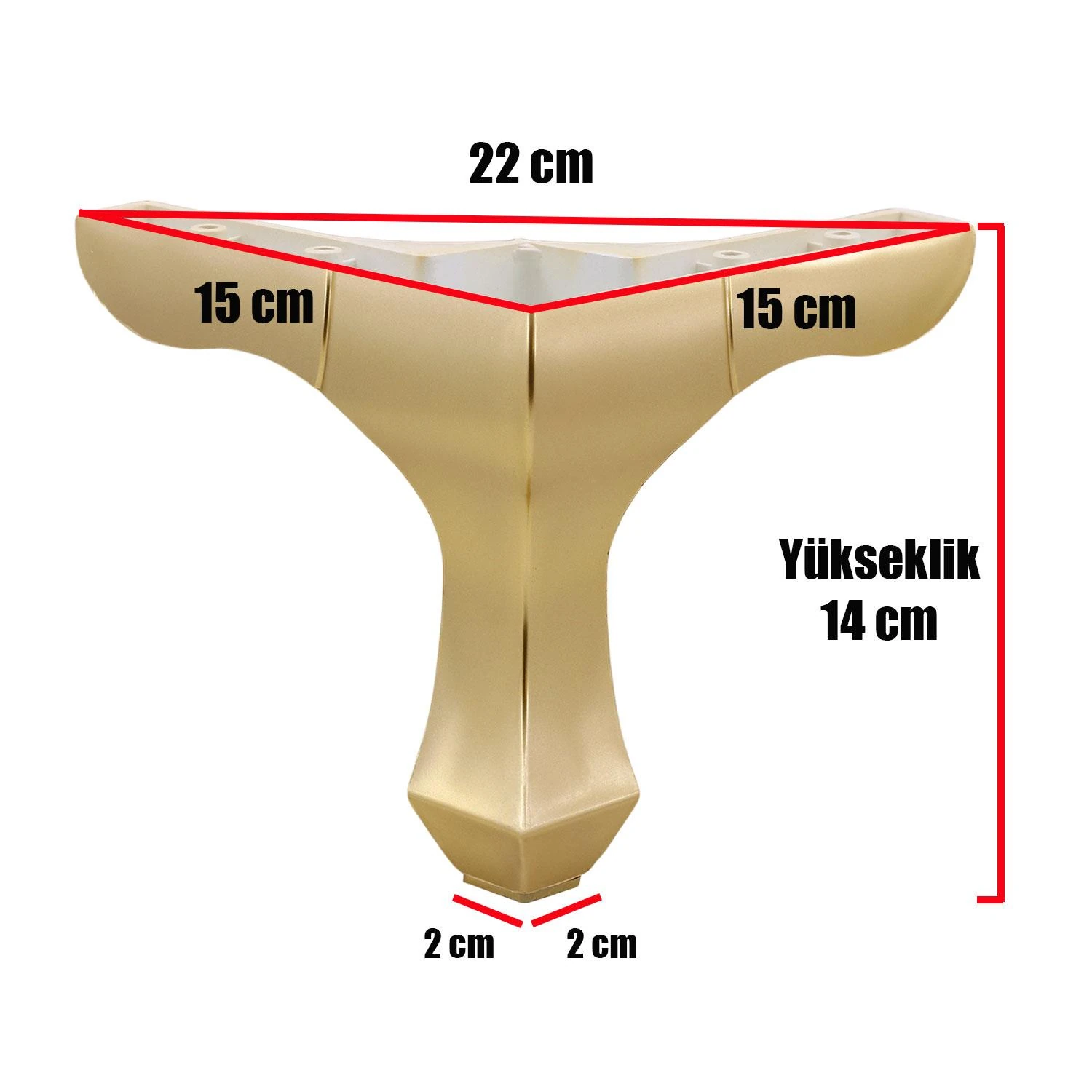 Lukens Mobilya Kanepe Koltuk Ünite Ayağı 14 cm Altın Baza Ayak- Badem10