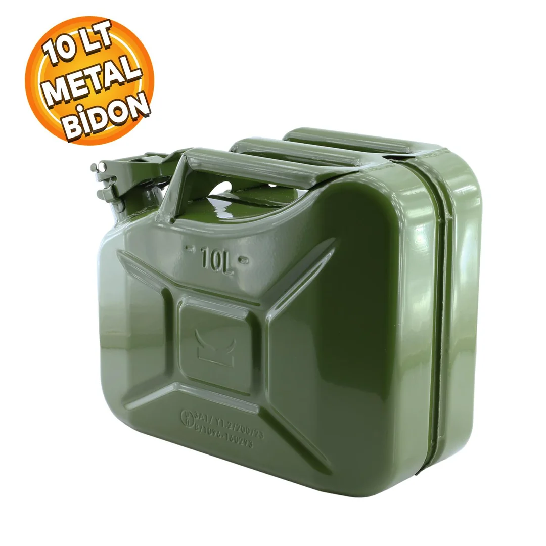 Metal Benzin Bidonu 10 Litre Akaryakıt Mazot Taşıma Doldurma Depolama Bidonu Dayanıklı Bidon ...