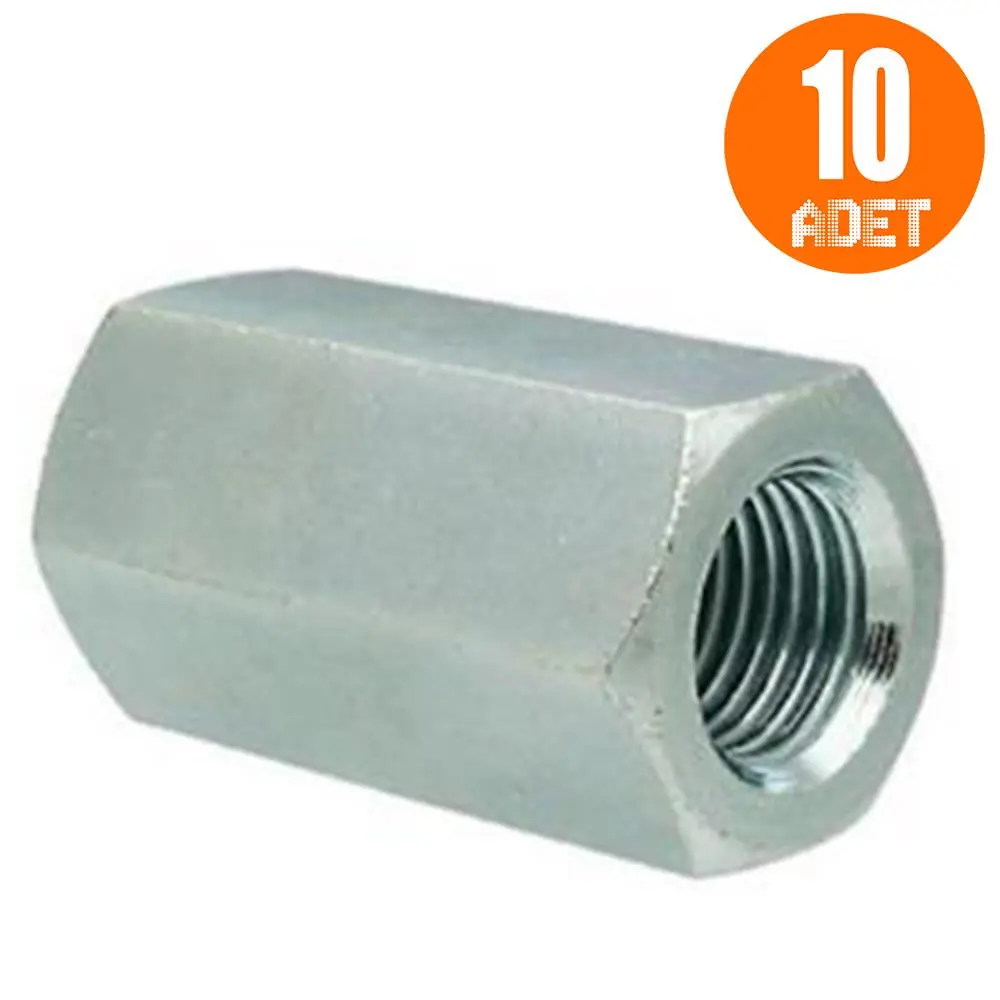 10 Adet Uzun Metrik Altı Köşe Uzatma Somunu M10x40- Badem10