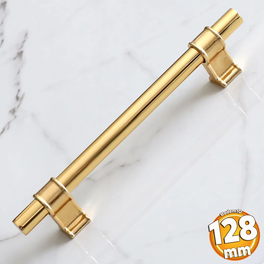 Hisar 128 mm Gold Metal Kulp Mobilya Çekmece Mutfak Dolabı Dolap Altın