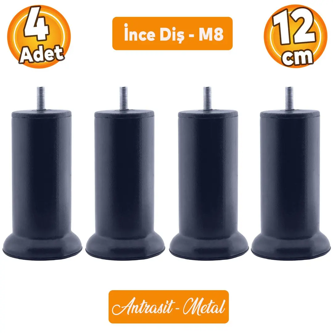 Mobilya Baza Metal Antrasit 12 cm M8 Ince Diş Kanepe Koltuk Çekyat ...