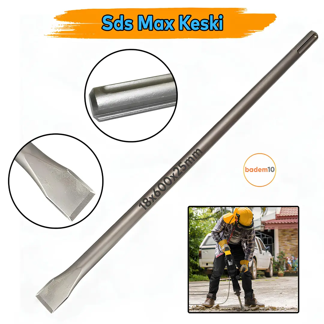 Sds Max Şaftlı Keski 18 mm x 600 mm x 25 mm Hilti Ucu Beton Taş Kaya ...