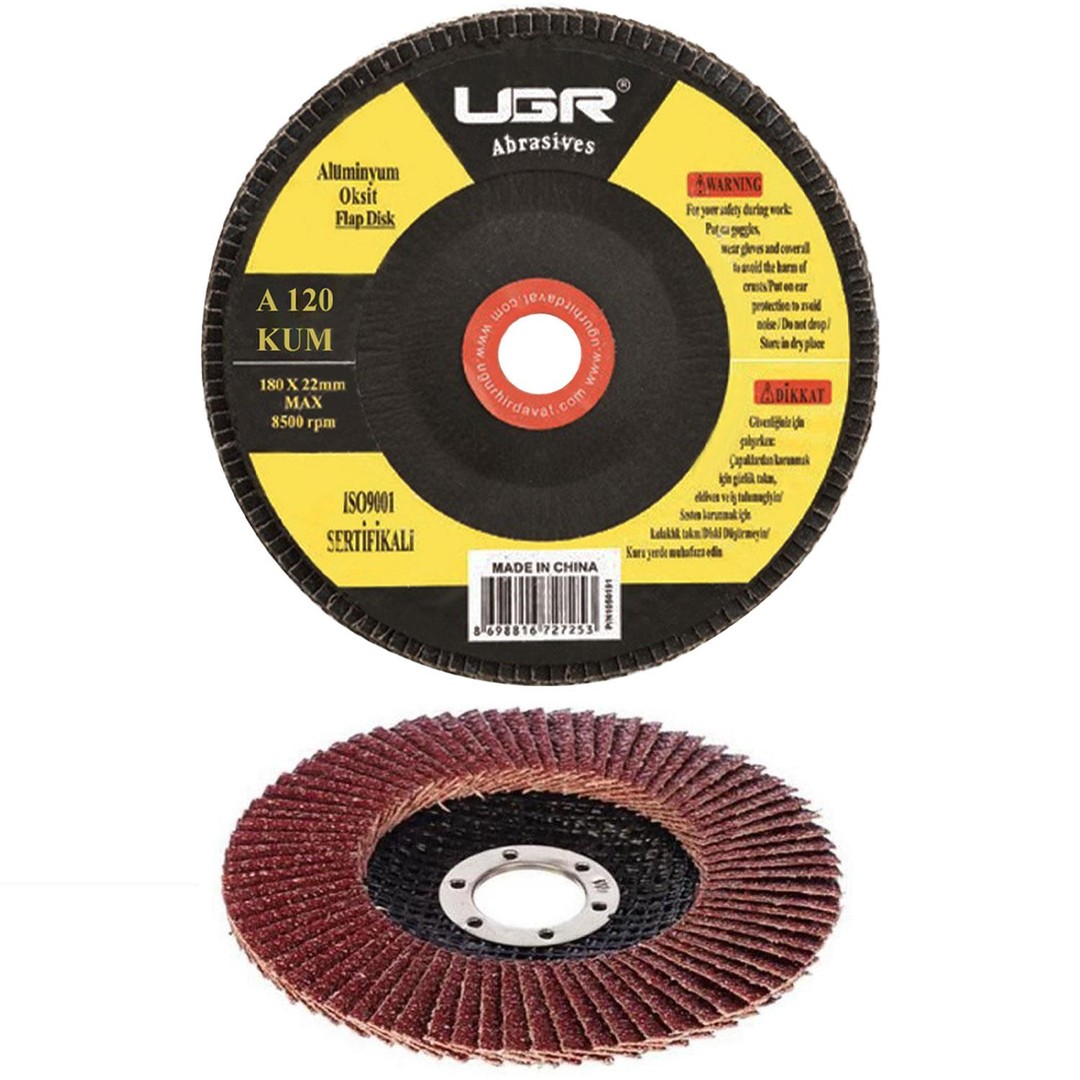 UGR Metal Ahşap Flap Disk Alüminyum Oksit Zımpara 180 mm 120 Kum- Badem10 UGR Metal Ahşap Flap Disk Alüminyum Oksit Zımpara 180 mm 120 Kum- Badem10
